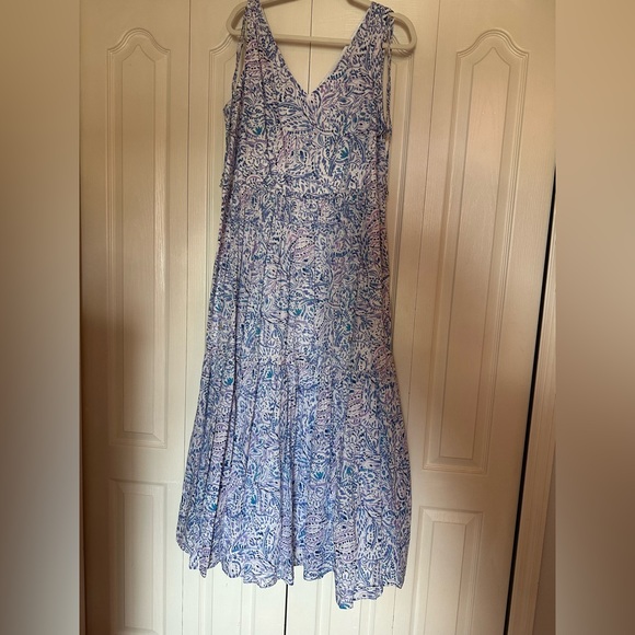 Talbots | Dresses | Talbots Blue And White Tiered Maxi Dress | Poshmark